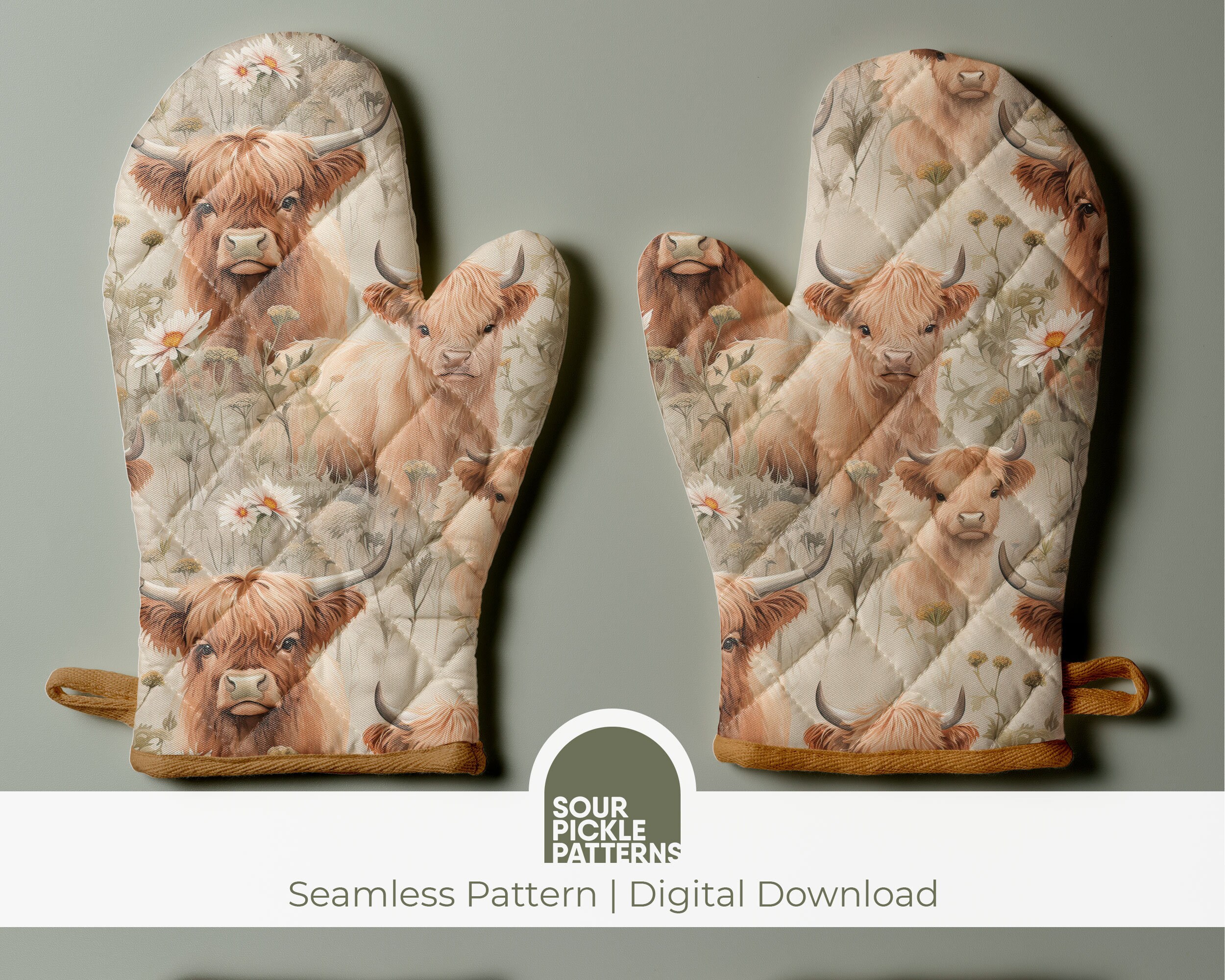 Highland Cow Digital Paper Cute Seamless Cow Pattern JPG Instant ...