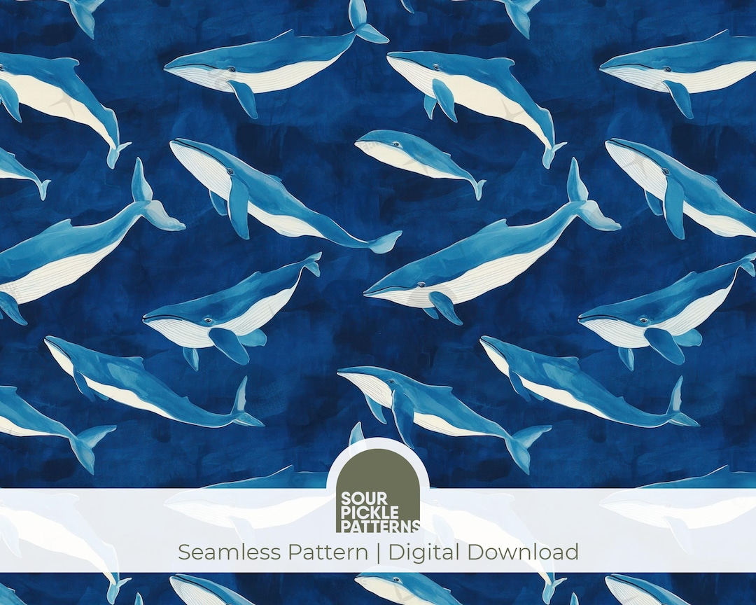 Blue Whale Digital Pattern, Seamless Design, for Creative Crafting ...