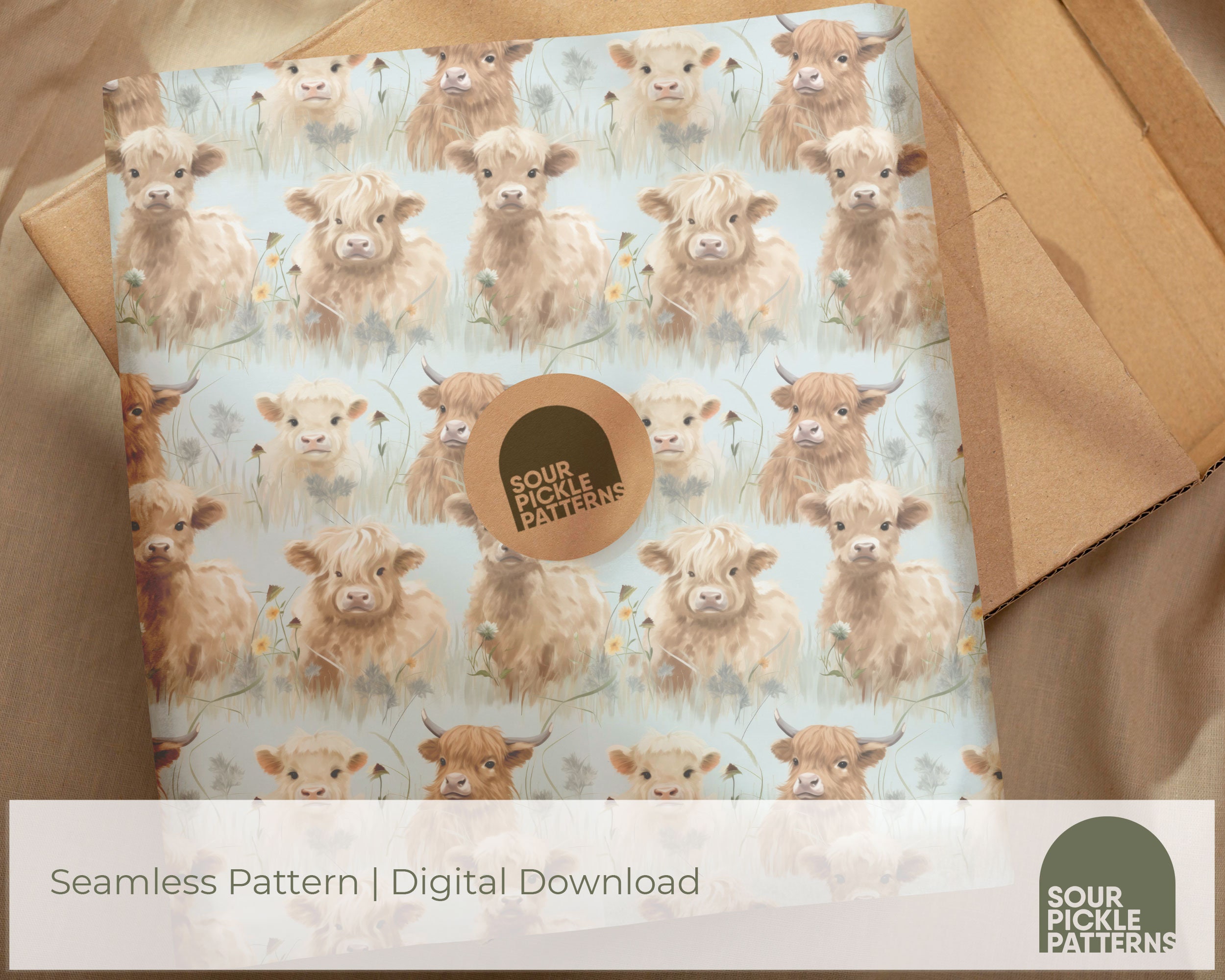 Highland Cow Digital Paper - Seamless Cow Pattern - JPG Instant ...
