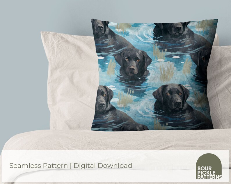 Black Labrador Digital Pattern, Seamless Dog Illustration, Lab ...