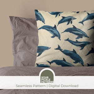 Seamless Dolphin Pattern, Digital Maritime Illustration for Creative ...