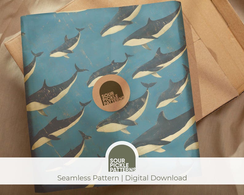 Whale Digital Pattern, Ocean-inspired Design, Nursery Decor, Jpg File ...
