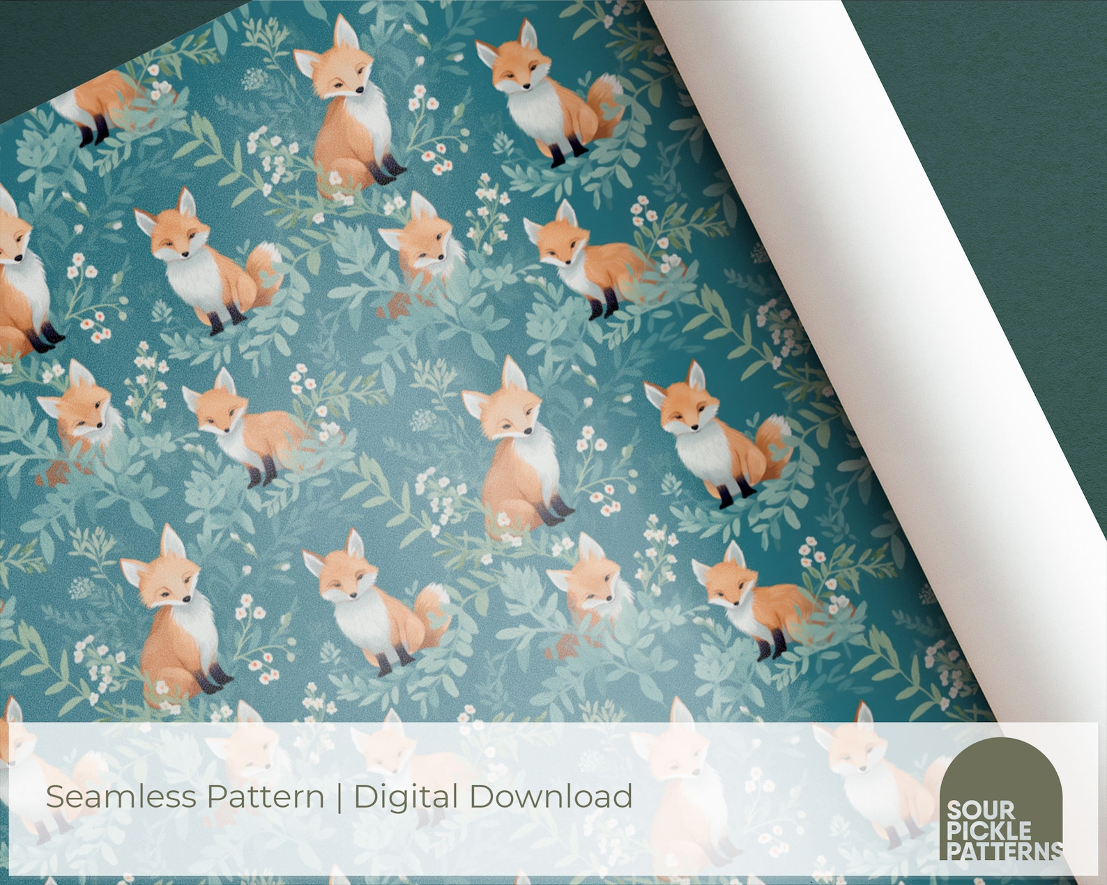 Baby Fox Digital Pattern: Seamless Jpg File for Scrapbooking, Fabric ...