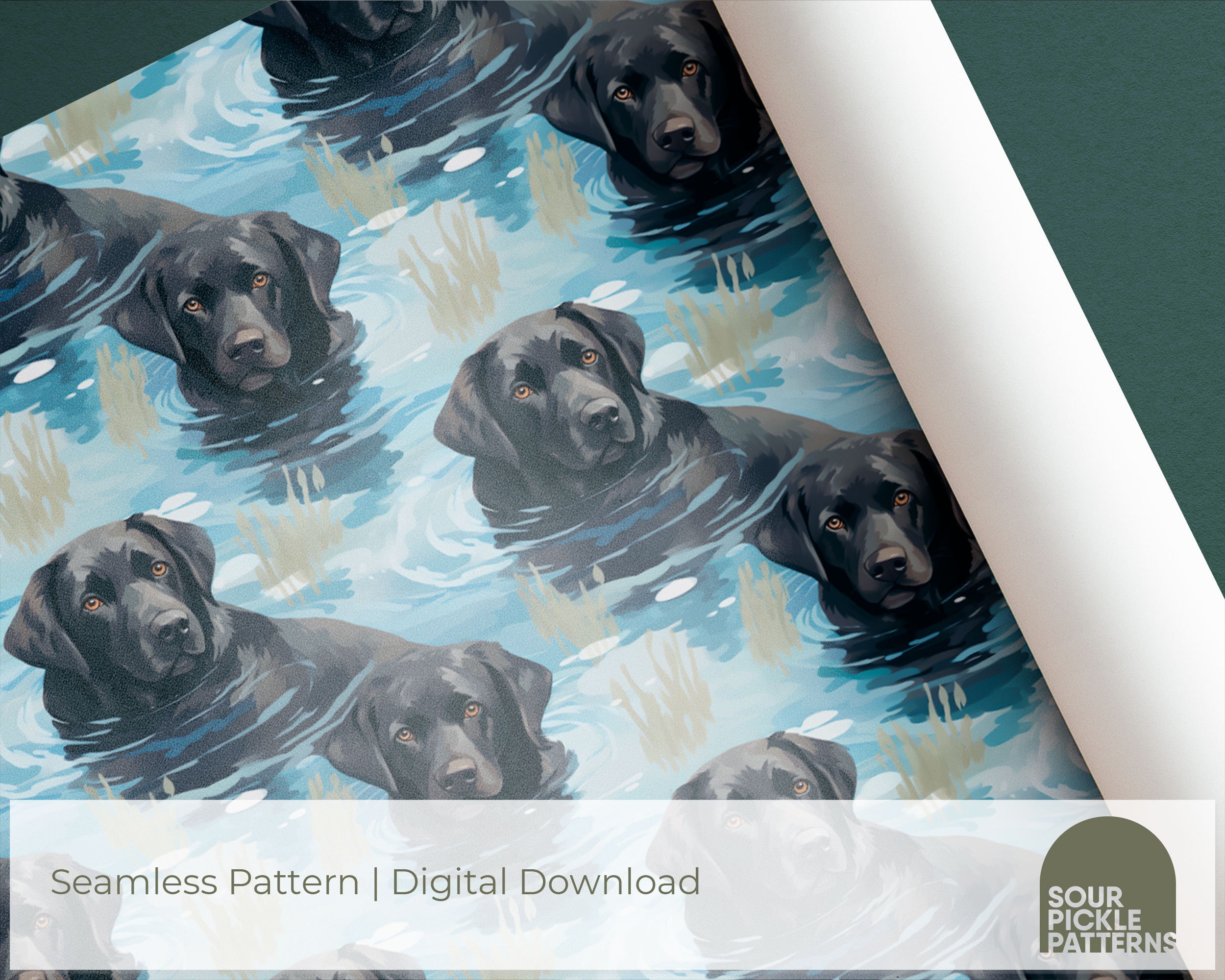 Black Labrador Digital Pattern, Seamless Dog Illustration, Lab ...