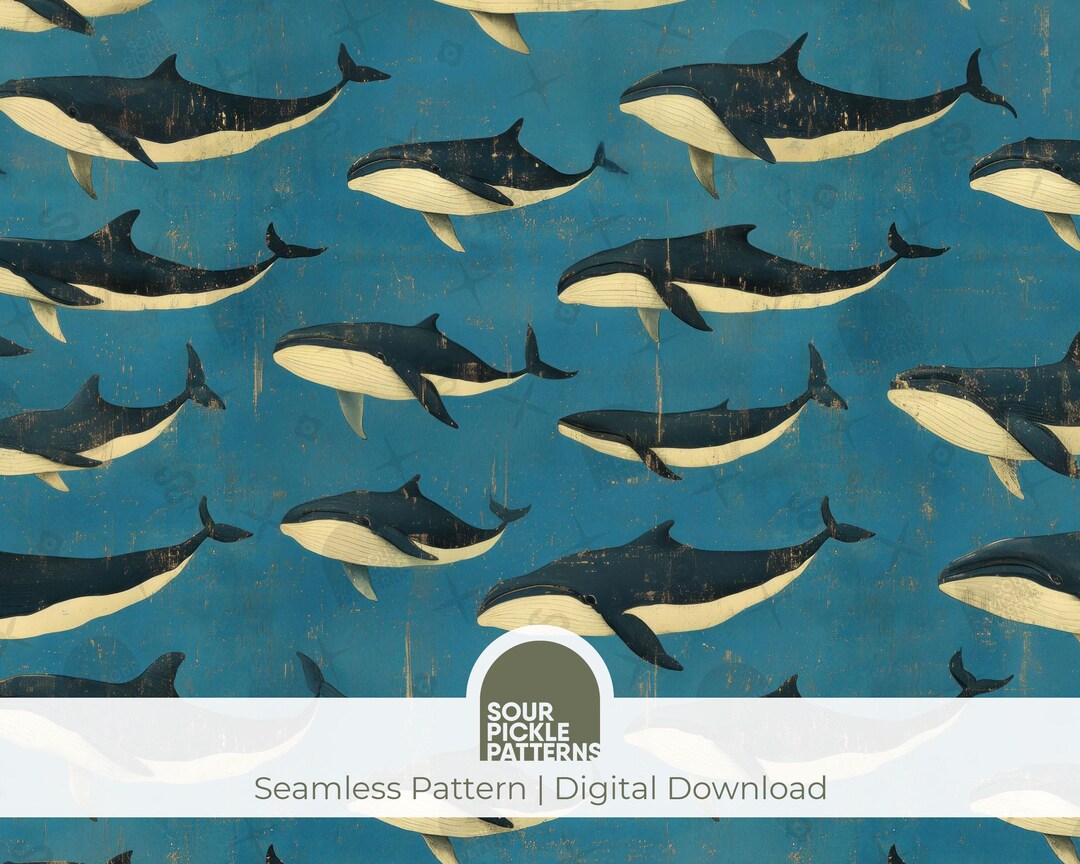 Whale Digital Pattern, Ocean-inspired Design, Nursery Decor, Jpg File ...