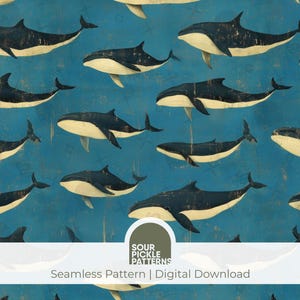 Whale Digital Pattern, Ocean-inspired Design, Nursery Decor, Jpg File ...