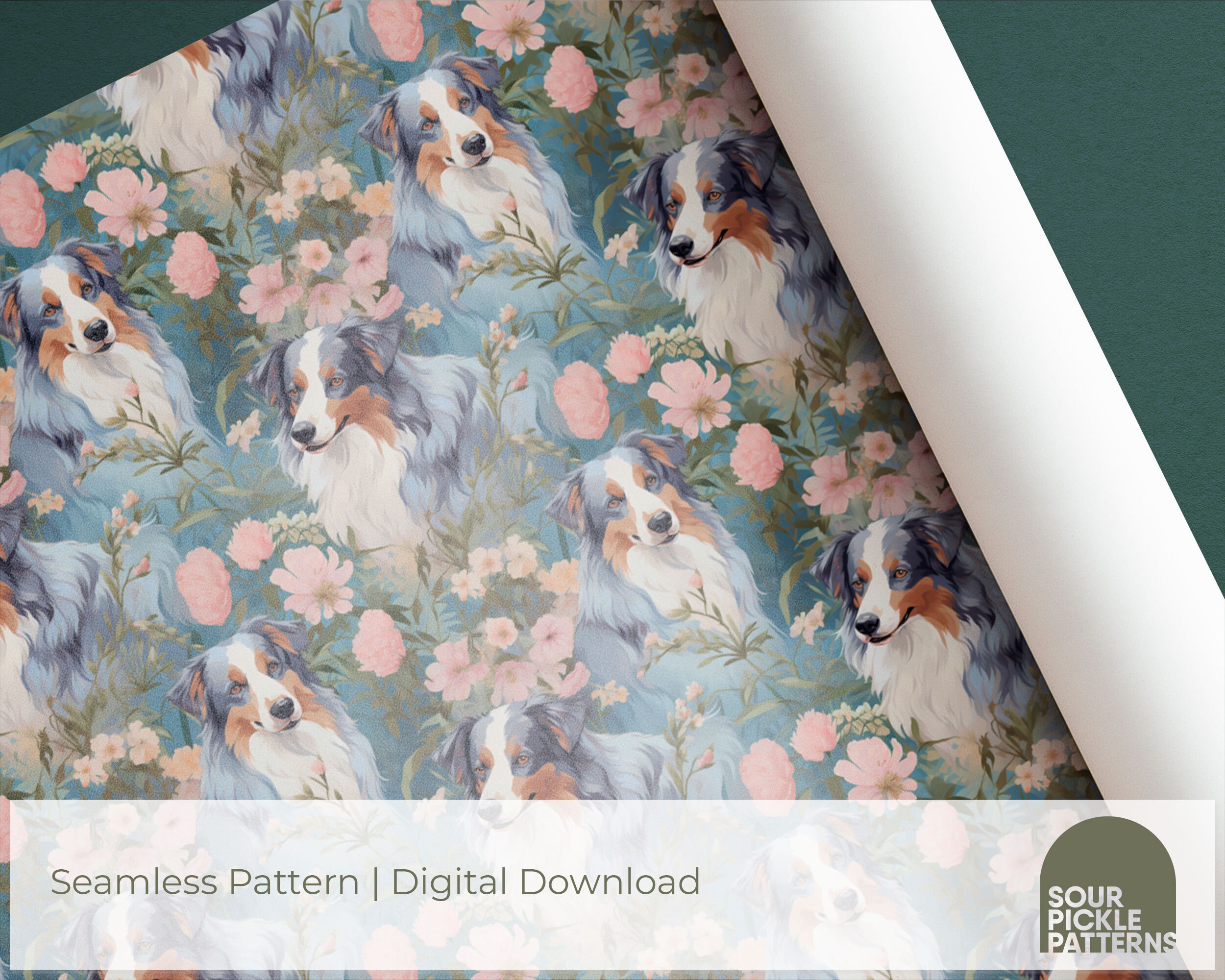 Australian Shepherd Digital Paper, Cute Dog Pattern, Jpg File ...