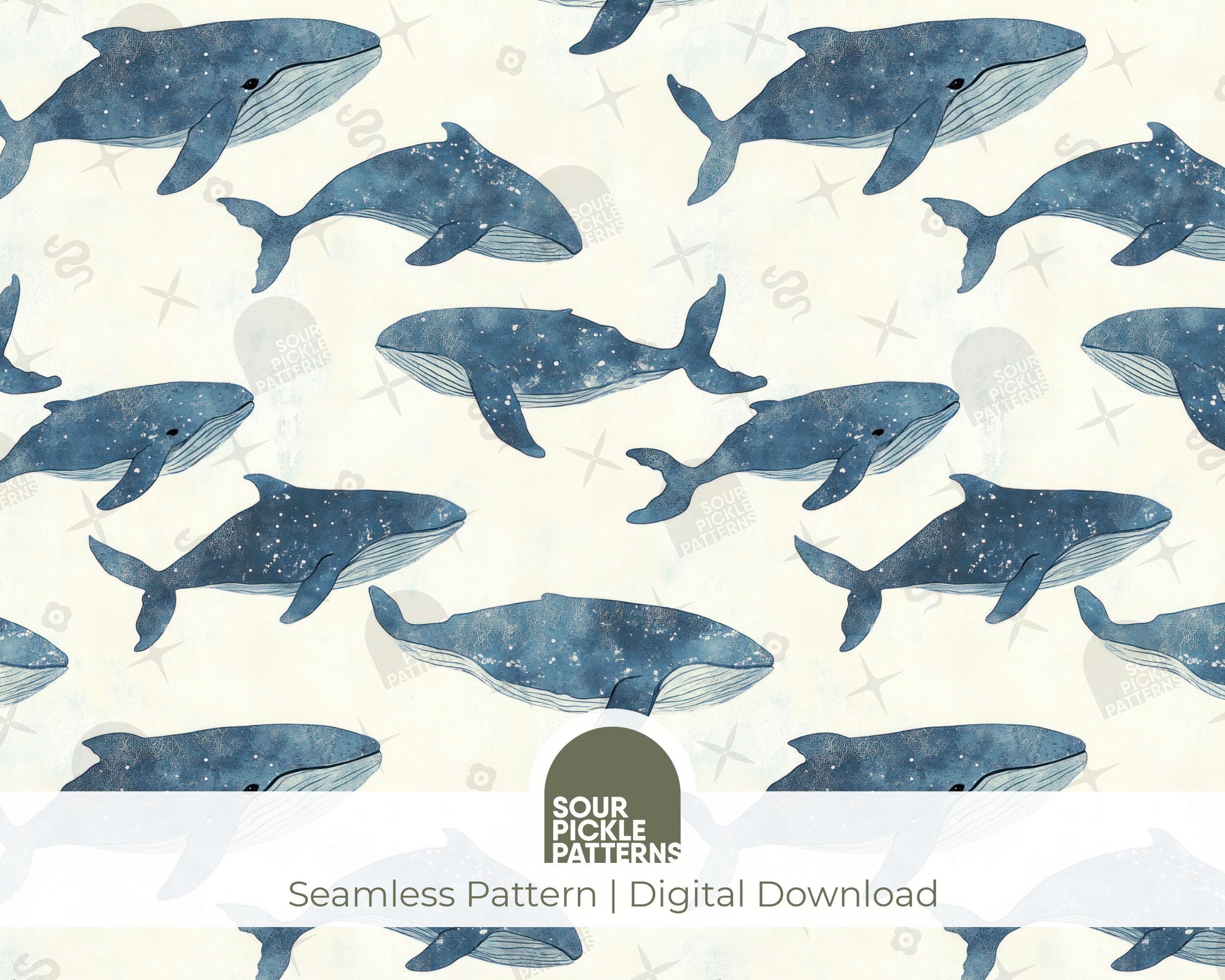 Blue Whale Digital Pattern, Seamless Design for Creative Crafting ...