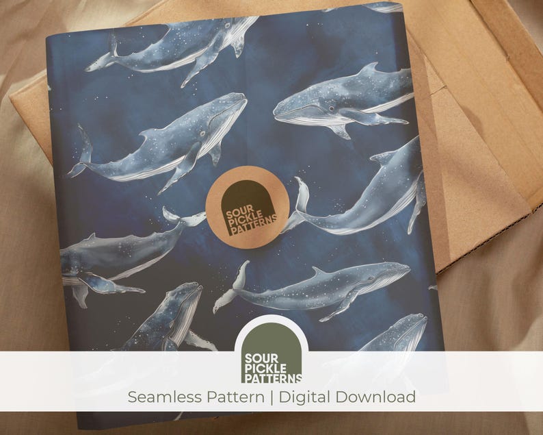 Seamless Blue Whale Pattern, Digital Paper, Ocean-inspired Design, JPG ...