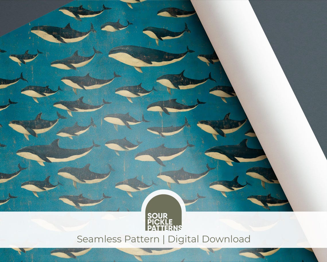 Whale Digital Pattern, Ocean-inspired Design, Nursery Decor, Jpg File ...