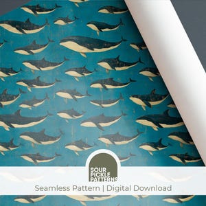 Whale Digital Pattern, Ocean-inspired Design, Nursery Decor, Jpg File ...