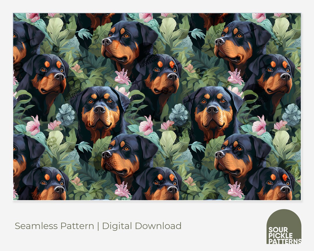 Rottweiler Digital Pattern Seamless Dog Illustration Cute - Etsy