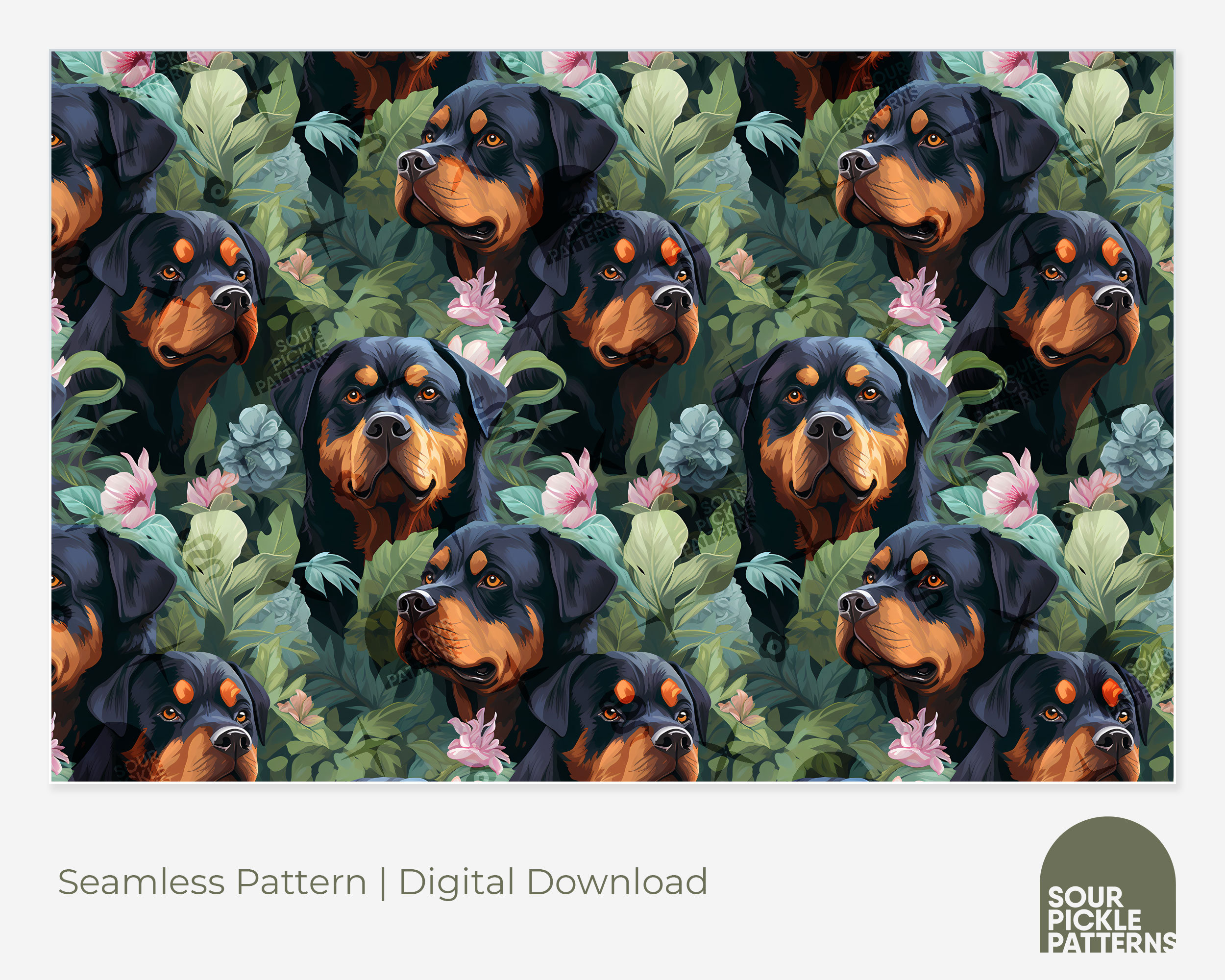 Rottweiler Digital Pattern Seamless Dog Illustration Cute - Etsy