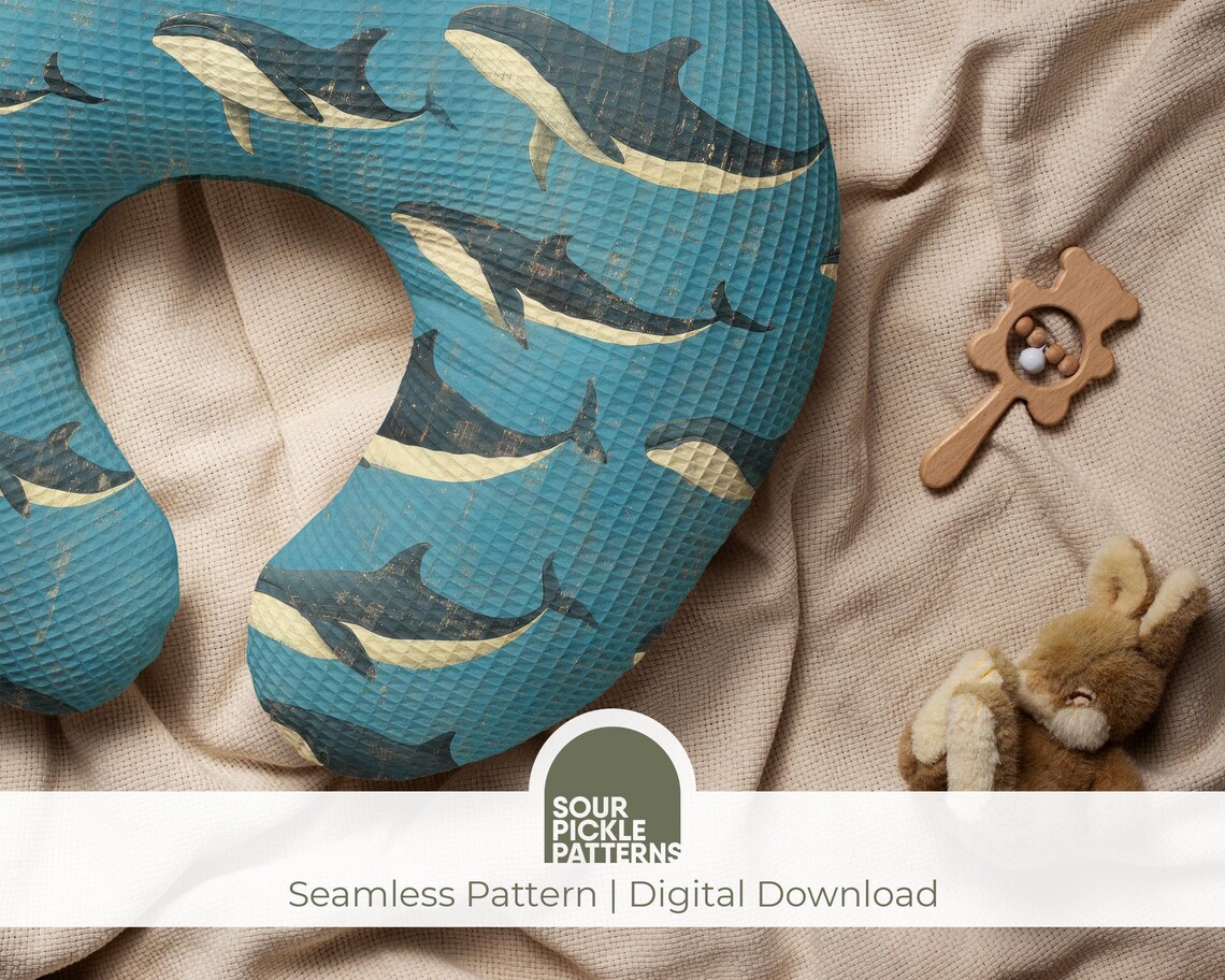 Whale Digital Pattern, Ocean-inspired Design, Nursery Decor, Jpg File ...