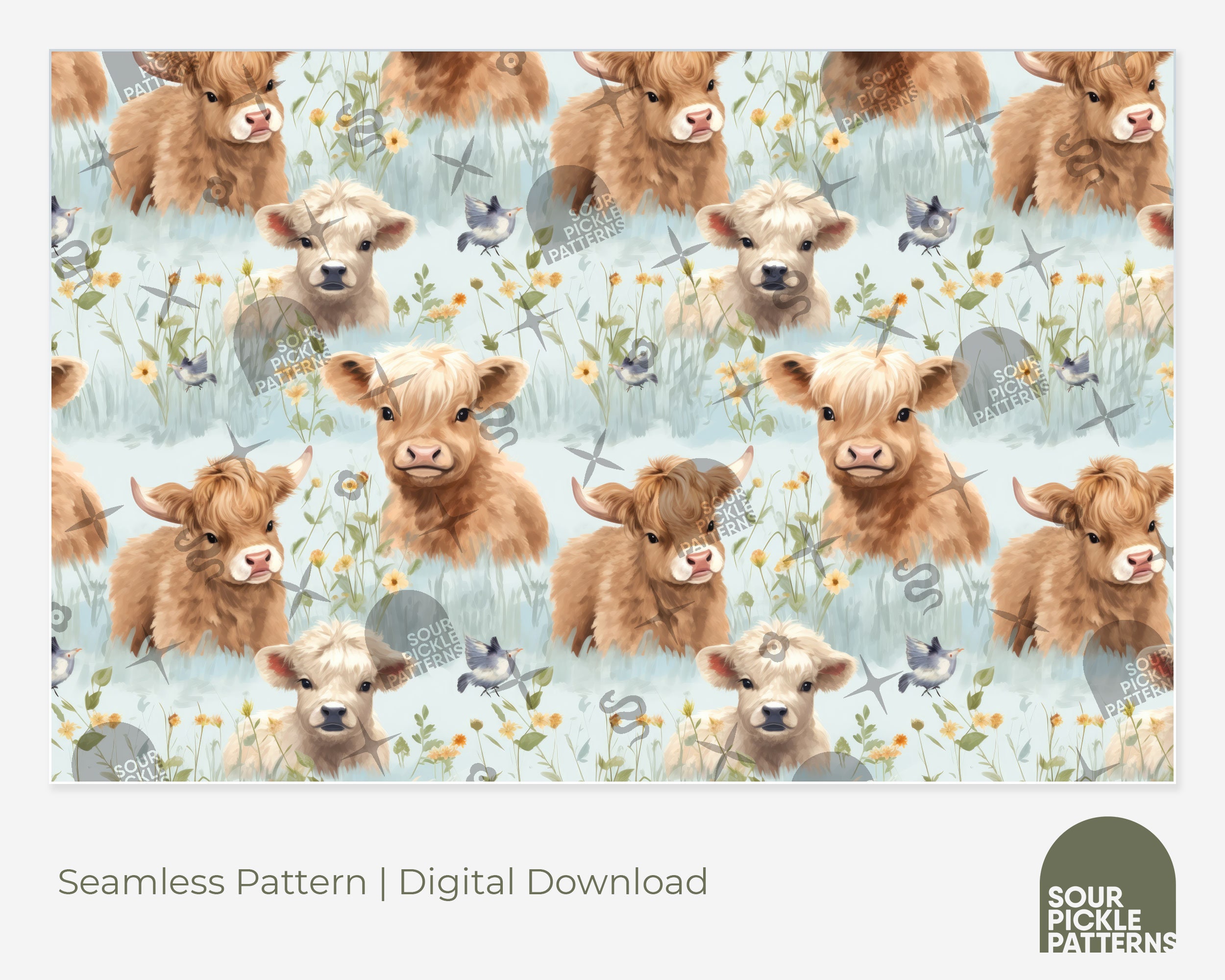Highland Cow Digital Paper Seamless Cow Pattern JPG - Etsy