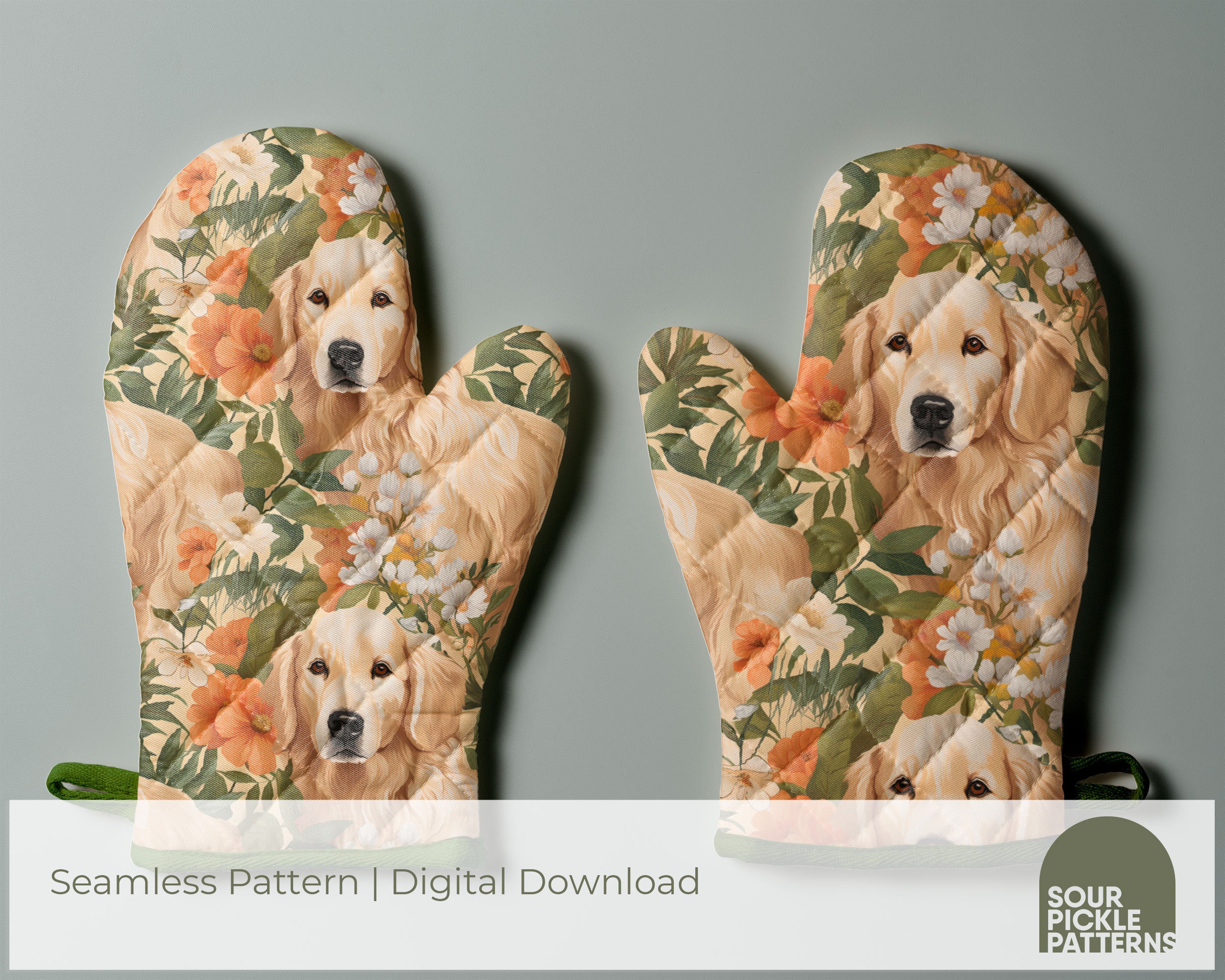 Golden Retriever Pattern - Cute Puppy Dog Illustration for Scrapbooking ...