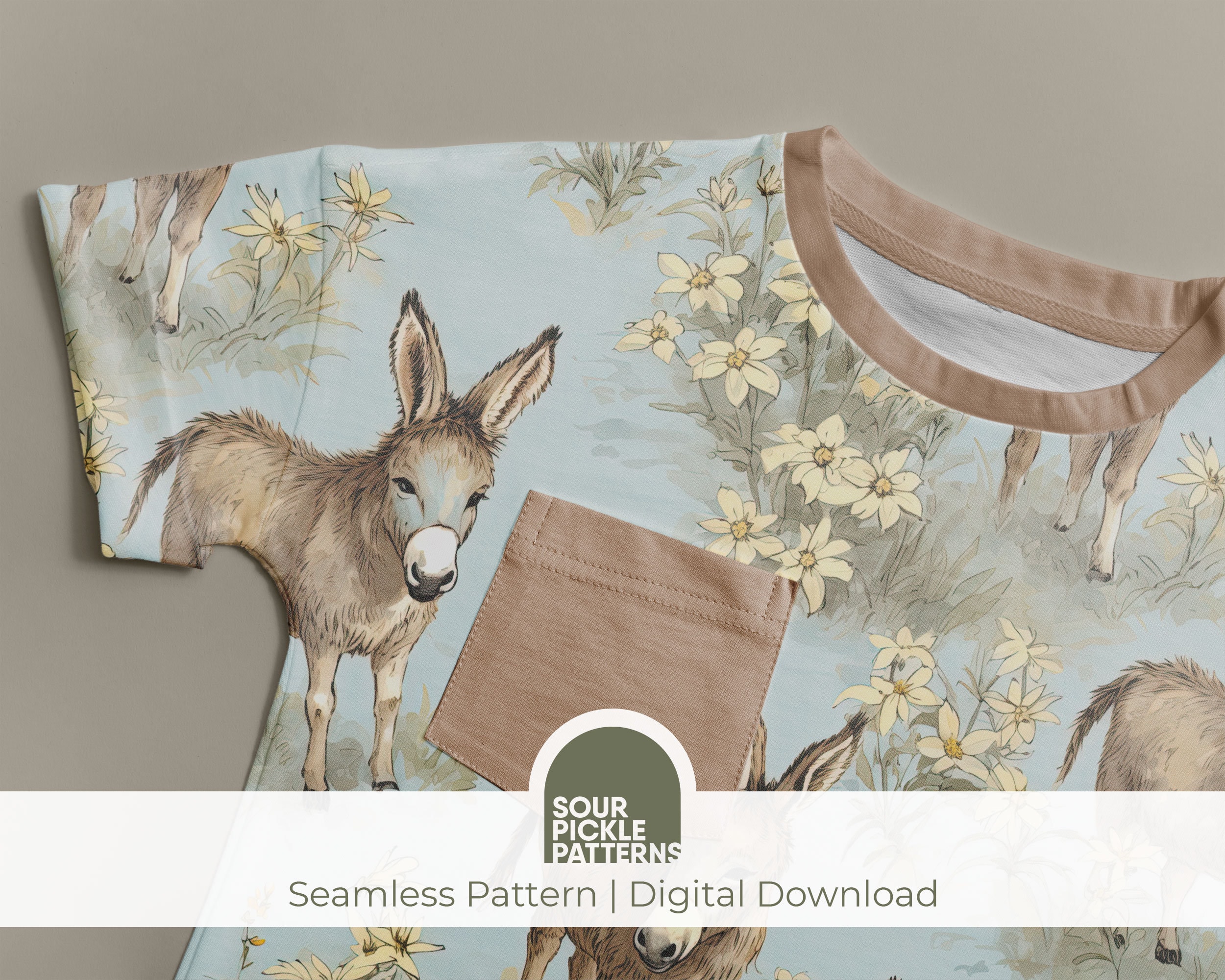 Donkey Digital Paper - Cute Seamless Donkey Pattern, for Crafting ...