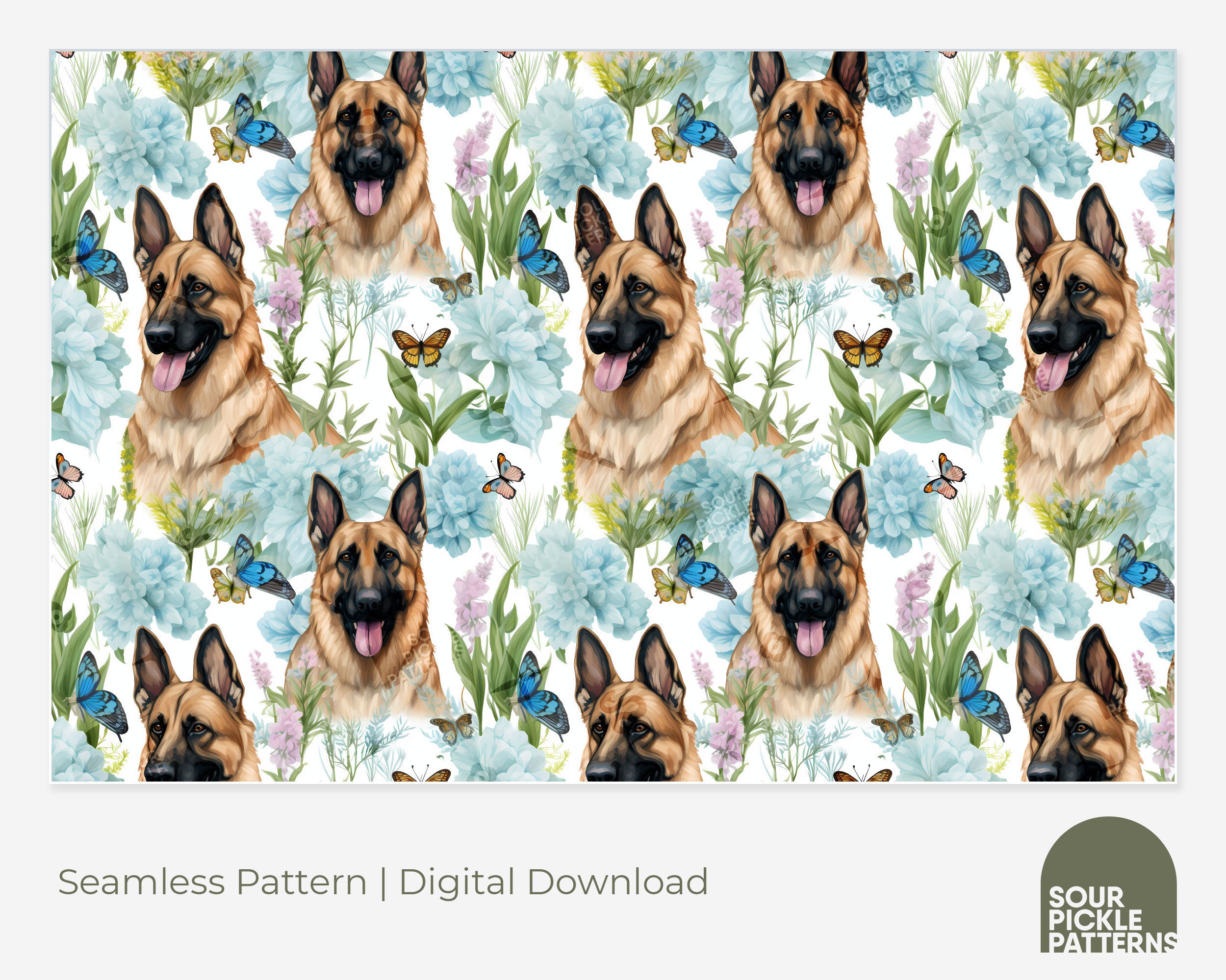 German Shepherd Digital Pattern Seamless Dog Illustration - Etsy