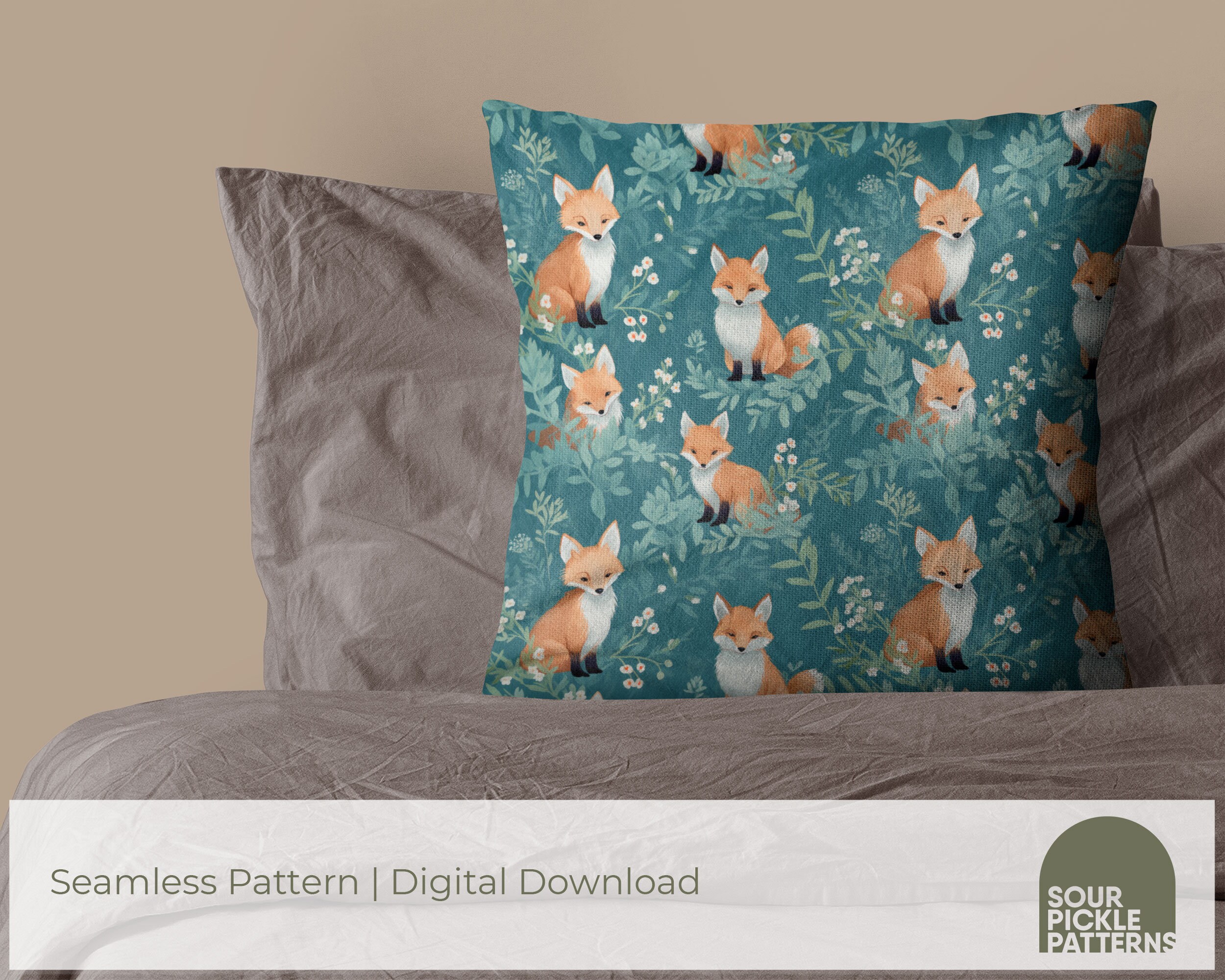 Baby Fox Digital Pattern: Seamless Jpg File for Scrapbooking, Fabric ...