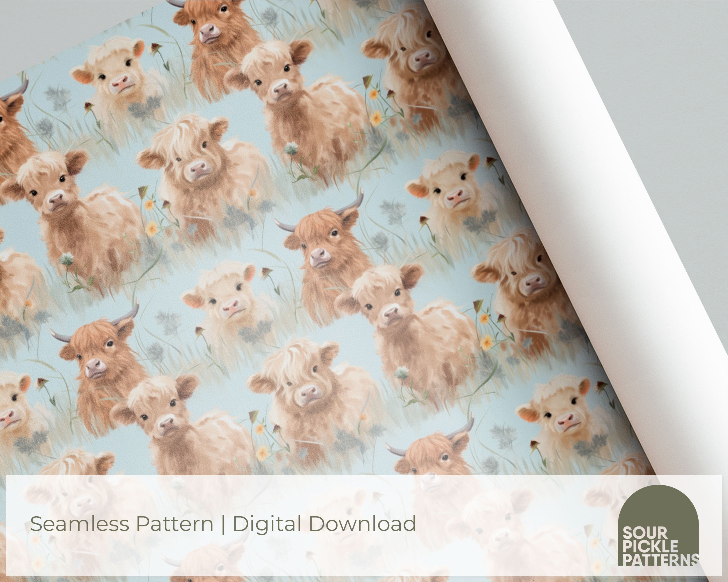 Highland Cow Digital Paper - Seamless Cow Pattern - JPG Instant ...