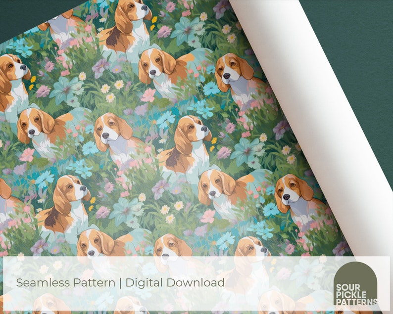 Beagle Digital Paper, Puppy Dog Seamless Pattern, Jpg, Scrapbooking ...