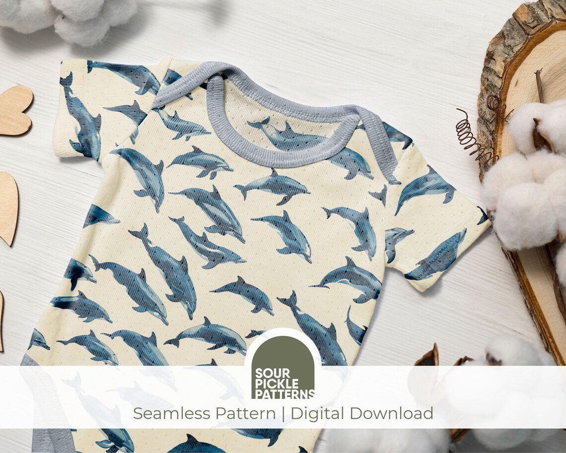 Seamless Dolphin Pattern, Digital Maritime Illustration for Creative ...