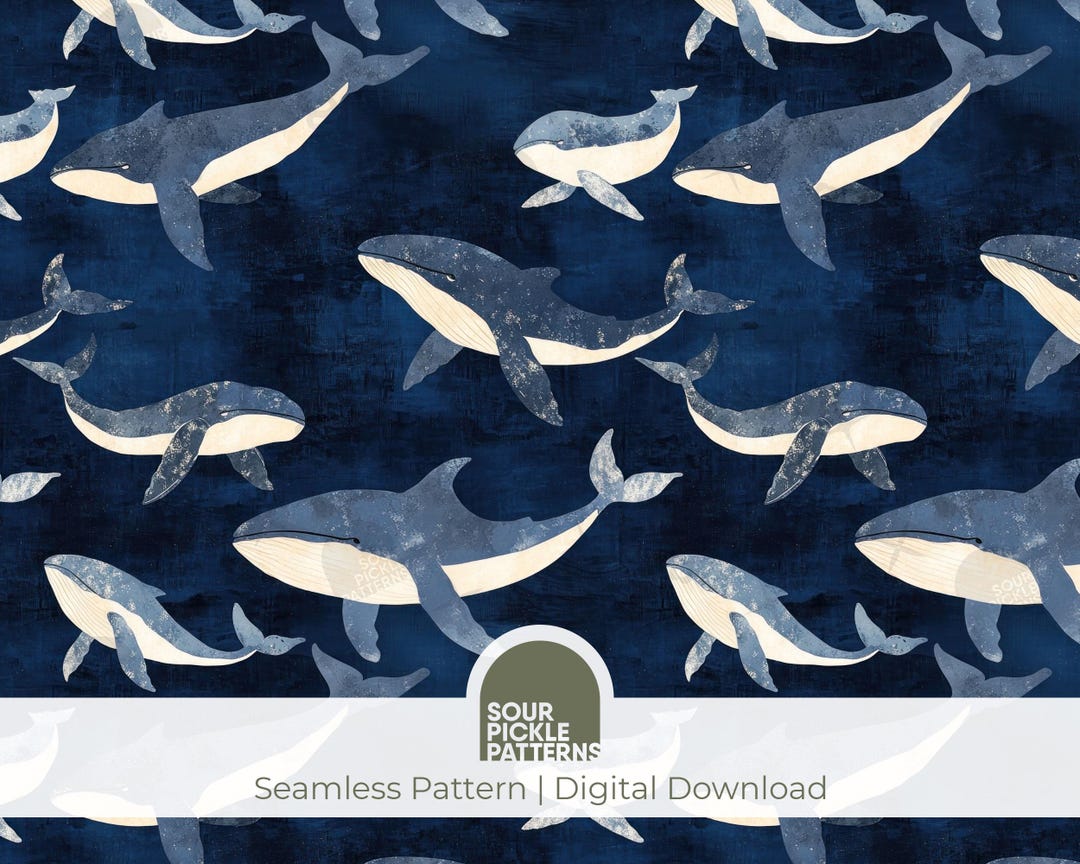 Whale Digital Pattern, Seamless Ocean-inspired Design for Creative ...