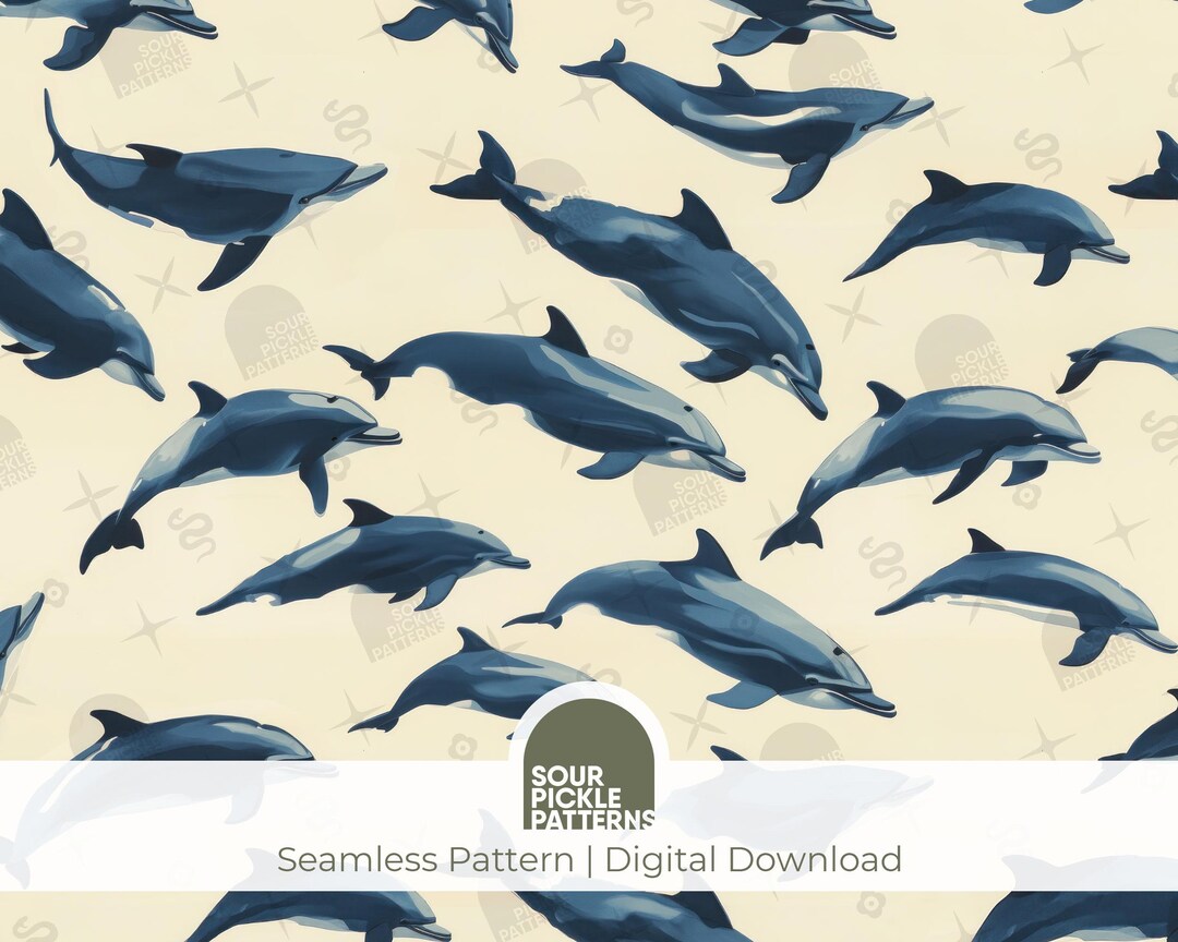 Seamless Dolphin Pattern, Digital Maritime Illustration for Creative ...