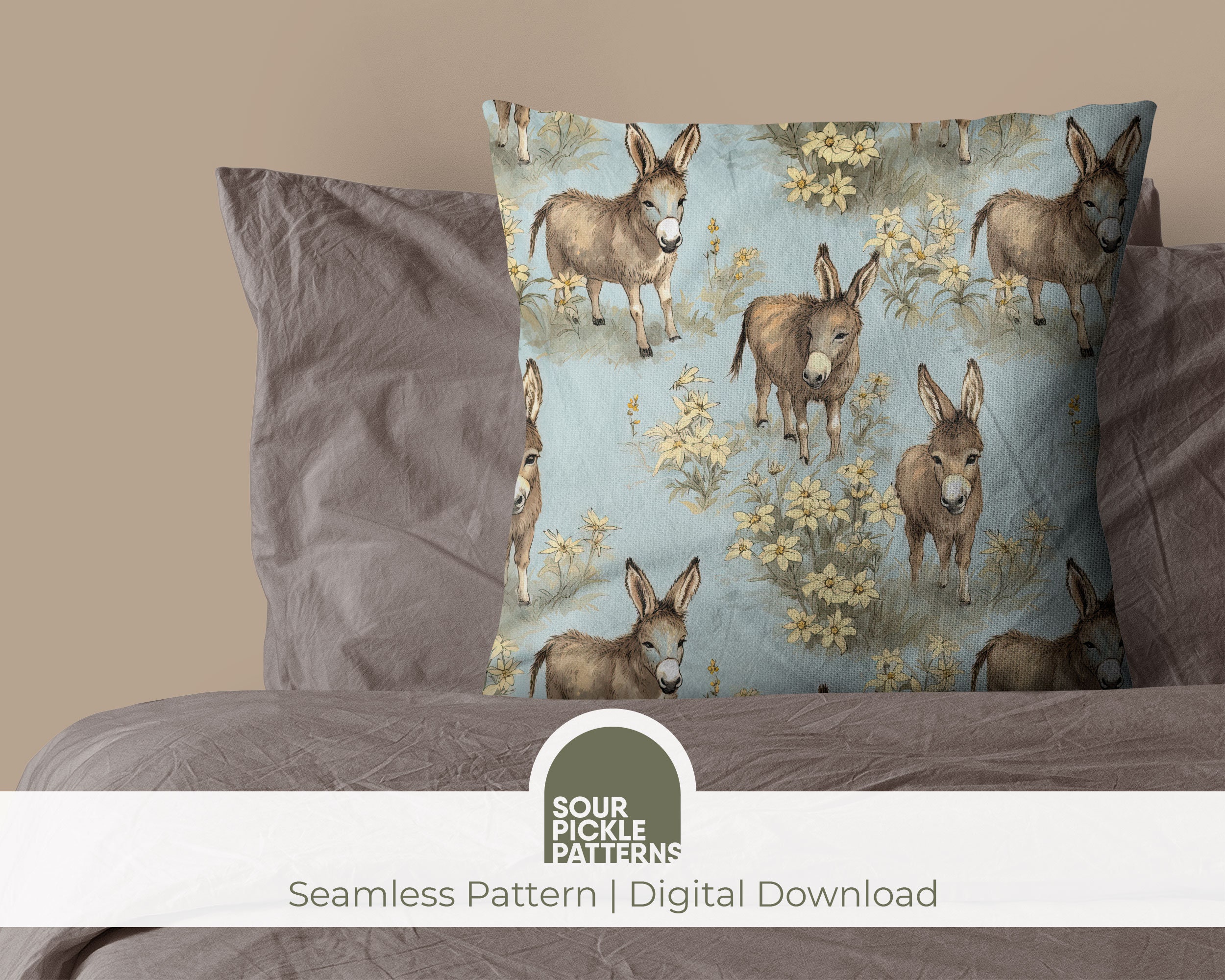 Donkey Digital Paper - Cute Seamless Donkey Pattern, for Crafting ...