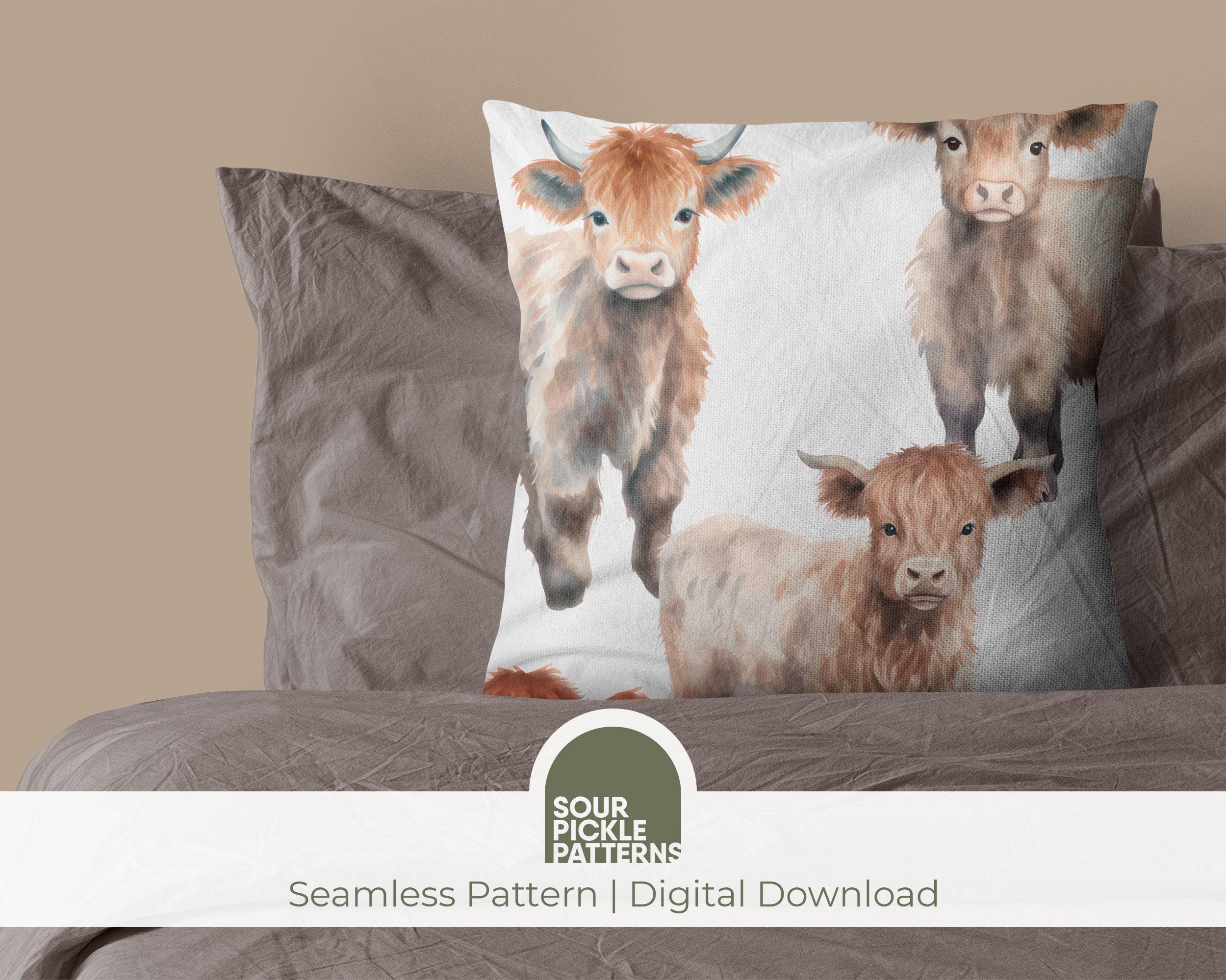 Highland Cow Digital Paper | Cute Seamless Cow Pattern | PNG & JPG ...