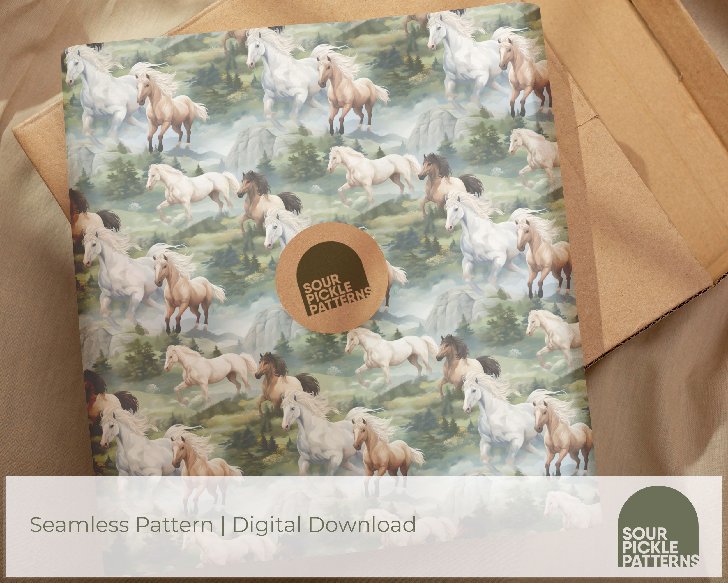 Seamless Wild Horses Pattern, Vintage Style Horse Jpg, Scrapbooking and ...
