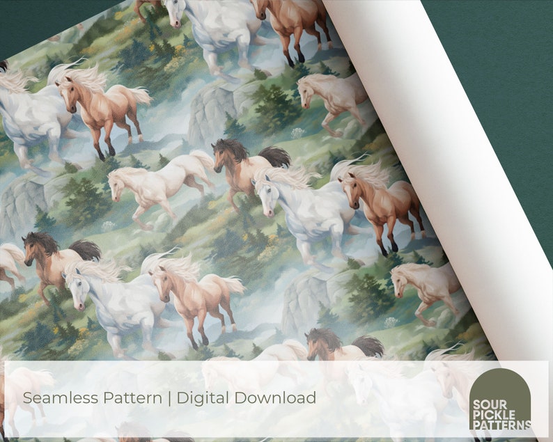Seamless Wild Horses Pattern, Vintage Style Horse Jpg, Scrapbooking and ...