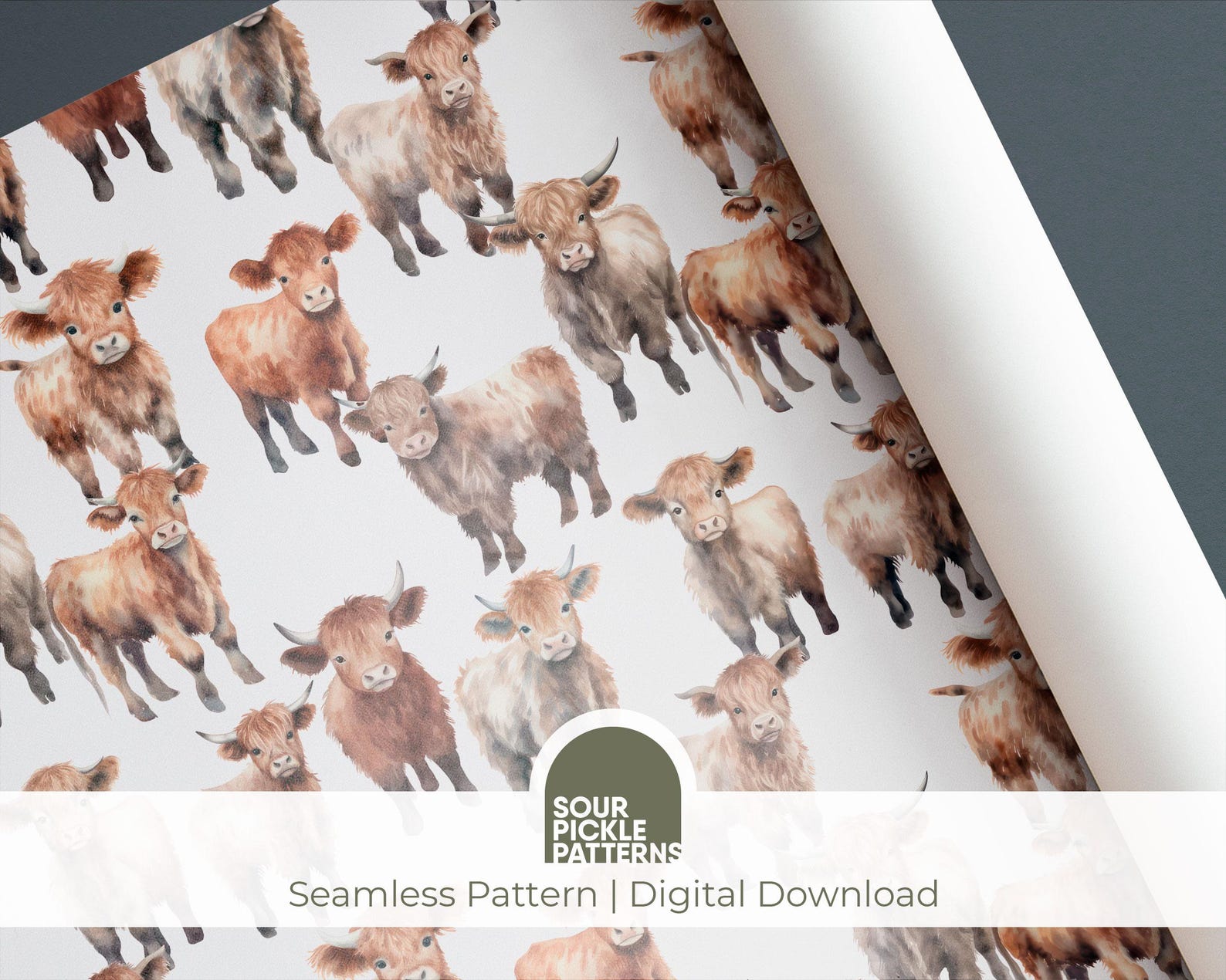 Highland Cow Digital Paper | Cute Seamless Cow Pattern | PNG & JPG ...