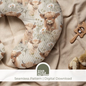 Highland Cow Digital Paper - Cute Seamless Cow Pattern - JPG Instant ...