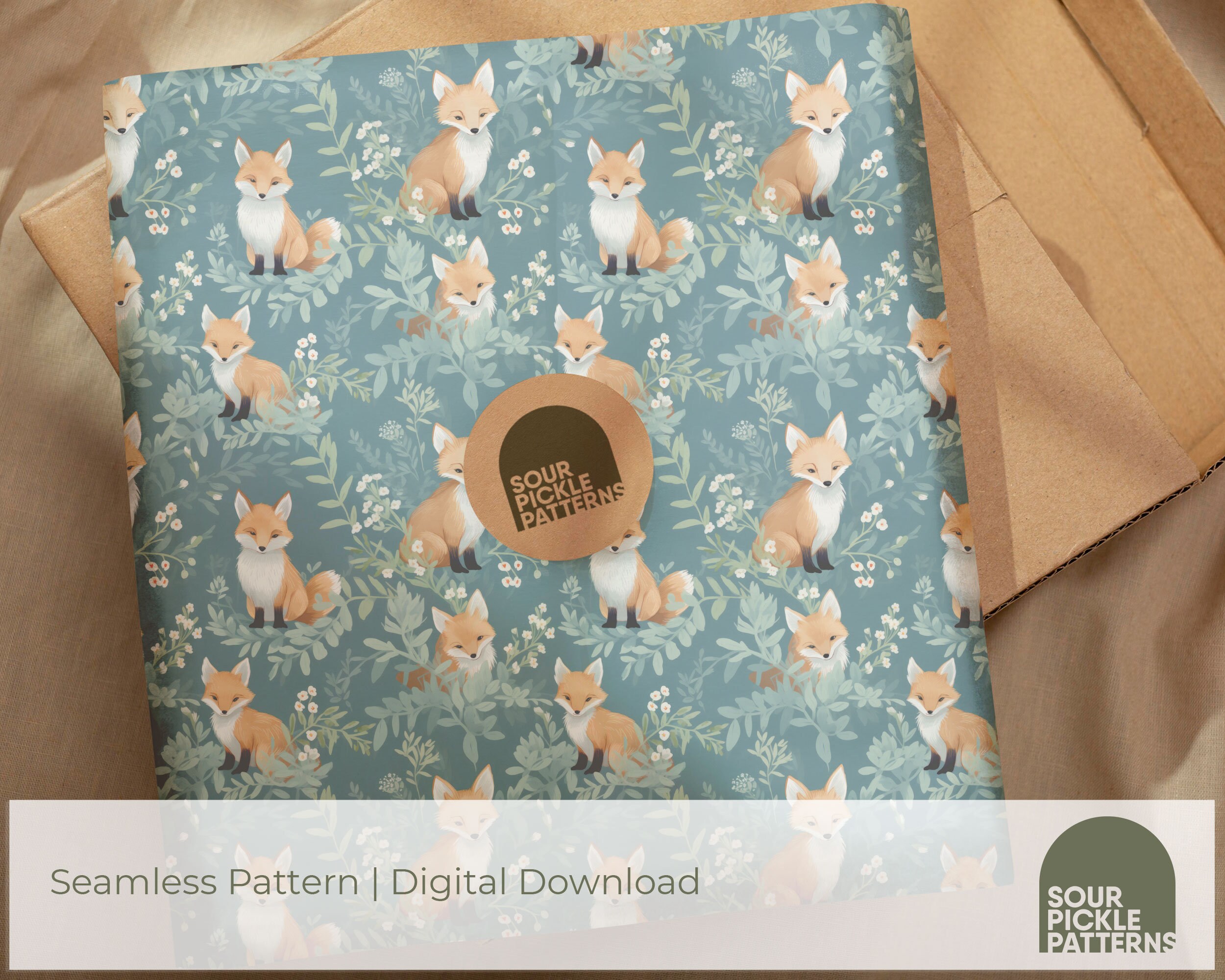 Baby Fox Digital Pattern: Seamless Jpg File for Scrapbooking, Fabric ...