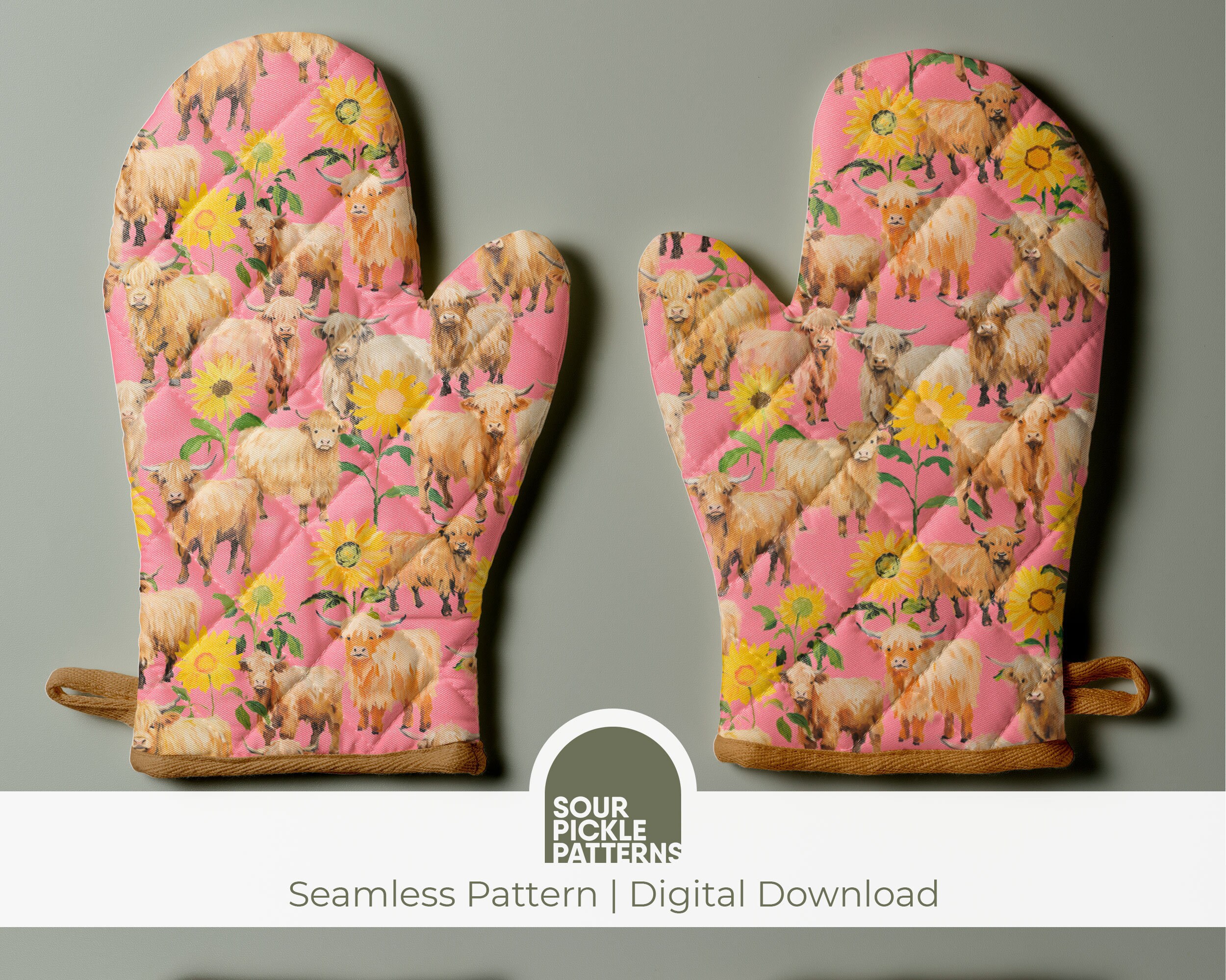 Highland Cow Digital Paper - Cute Seamless Cow Pattern - JPG Instant ...