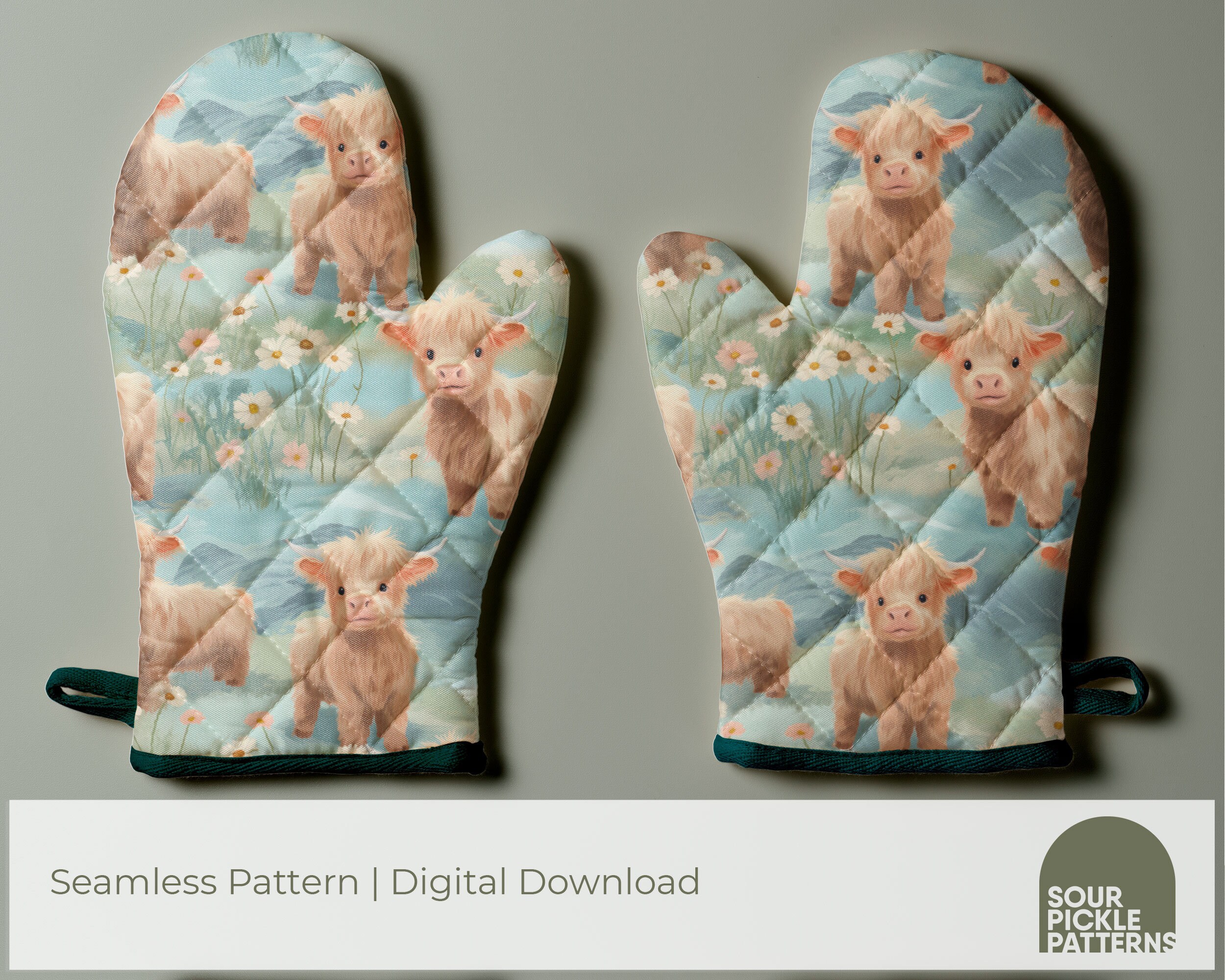 Highland Cow Digital Paper - Cute Seamless Cow Pattern - JPG Instant ...