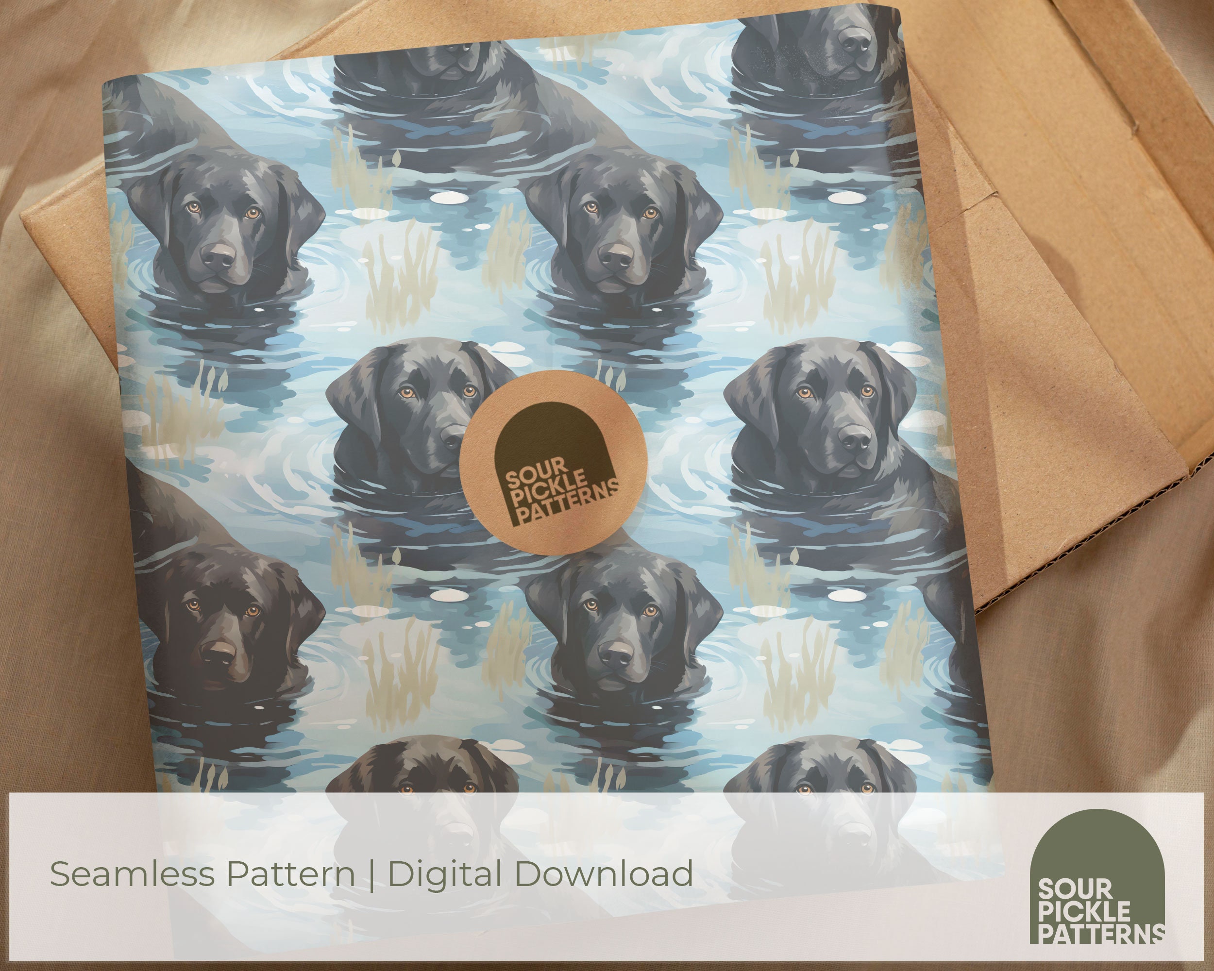 Black Labrador Digital Pattern, Seamless Dog Illustration, Lab ...