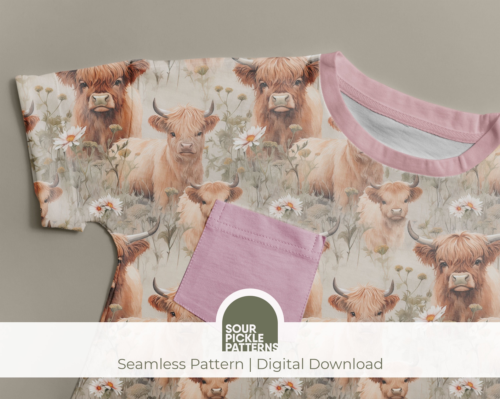 Highland Cow Digital Paper - Cute Seamless Cow Pattern - JPG Instant ...