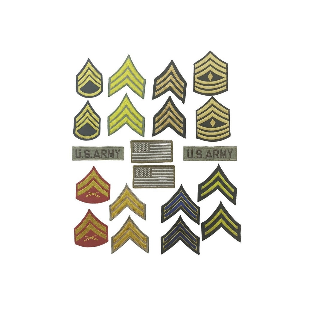 US Army Military Sergeant Corporal Insignia Rank Stripes Patches 2pc ...