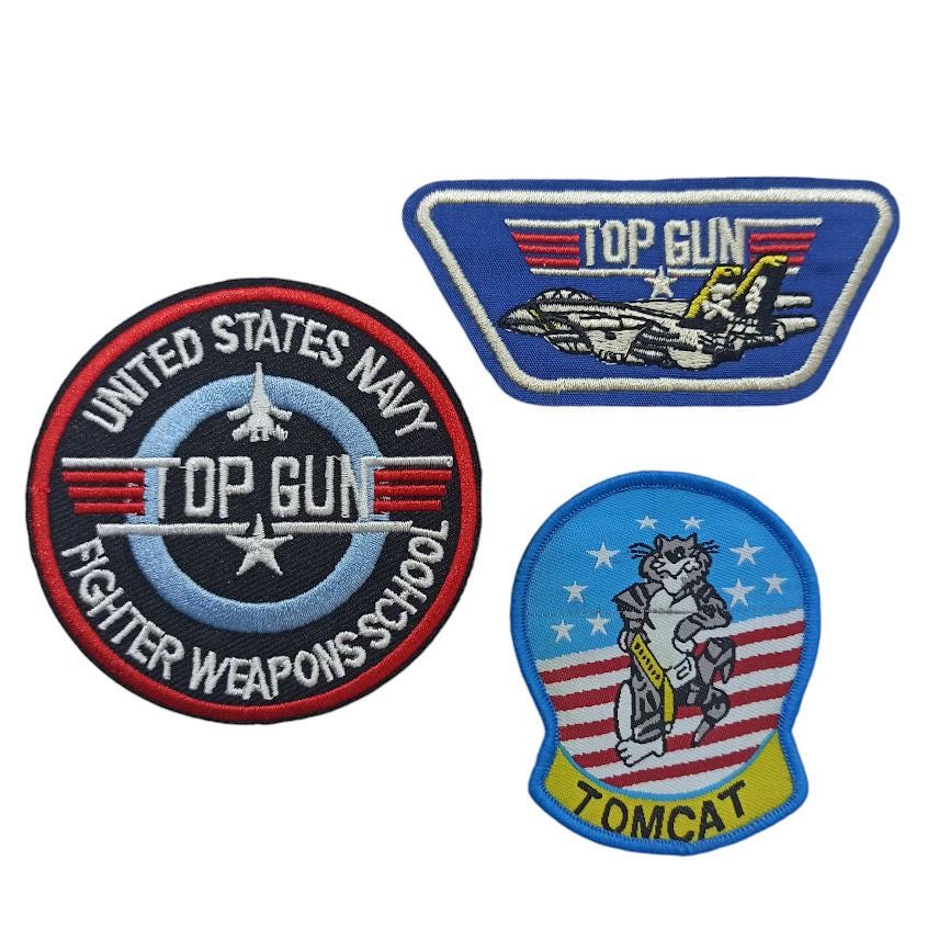 Top Gun Patch Jet Fighter Pilot Maverick Iron or Sew on Embroidered ...