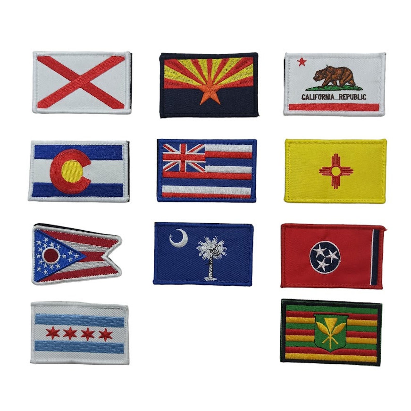 US State Flag 3x2" Hook + Loop OR Iron Sew on Patches Embroidered ...