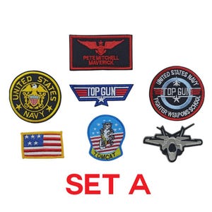 Top Gun Patch Jet Fighter Pilot Maverick Goose Iron Sew on or Hook ...