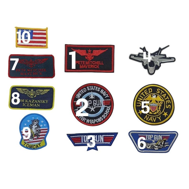 Topgun Patches Top Gun Patch Jet Fighter Pilot Maverick Goose Iron Sew ...