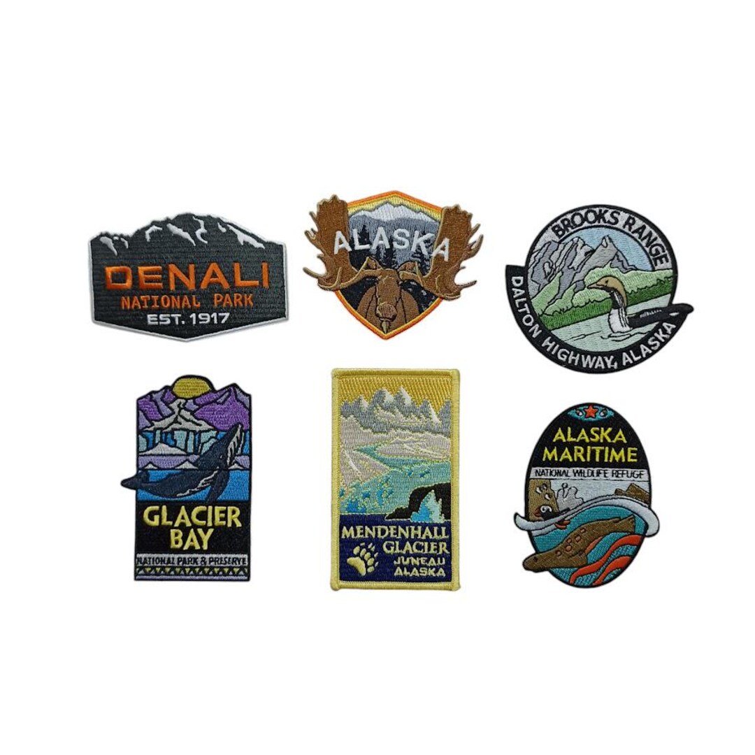 Alaska National Park Patches, Denali Mendenhall Glacier Bay Whales ...