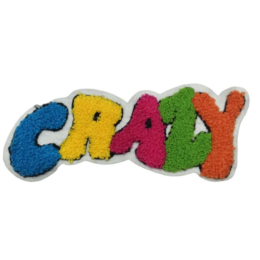 Crazy Plush Sew on Embroidery Patch - Colorful Letters 6"x2"inches ...