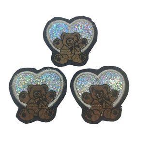 Teddy Bear Patches 3pc Iron or Sew on Embroidered for Jacket Hat Baby ...