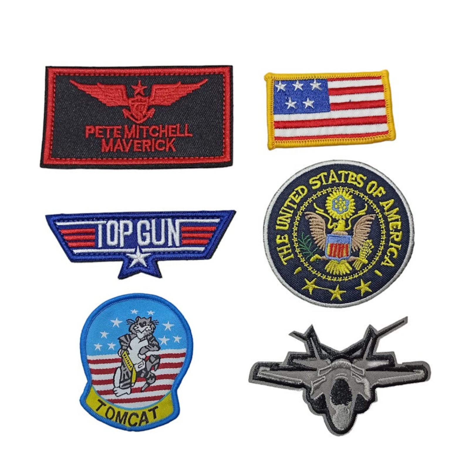 Top Gun Patch Jet Fighter Pilot Maverick Goose Iron Sew on or Hook Loop ...