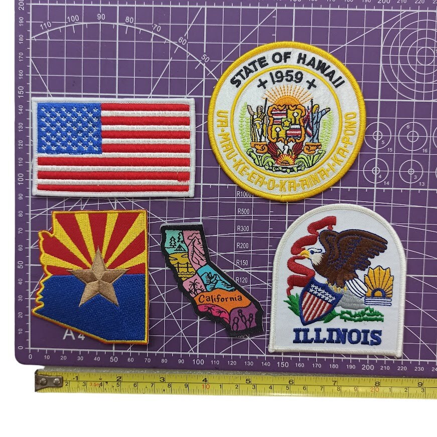US State Flag 3x2 Hook Loop OR Iron Sew on Patches Embroidered Applique ...