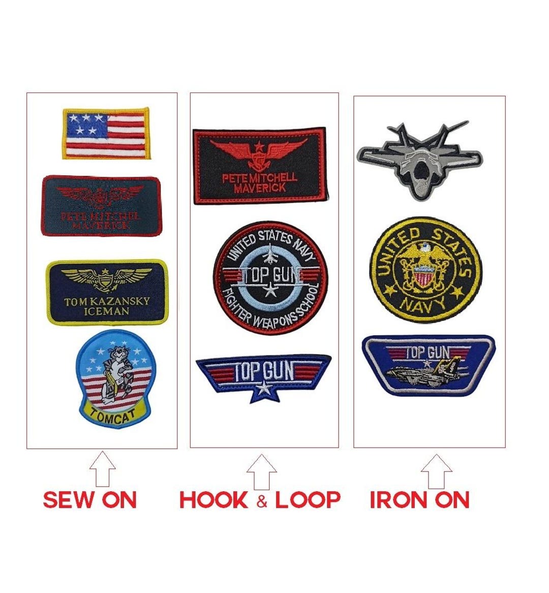 Topgun Patches Top Gun Patch Jet Fighter Pilot Maverick Goose Iron Sew ...